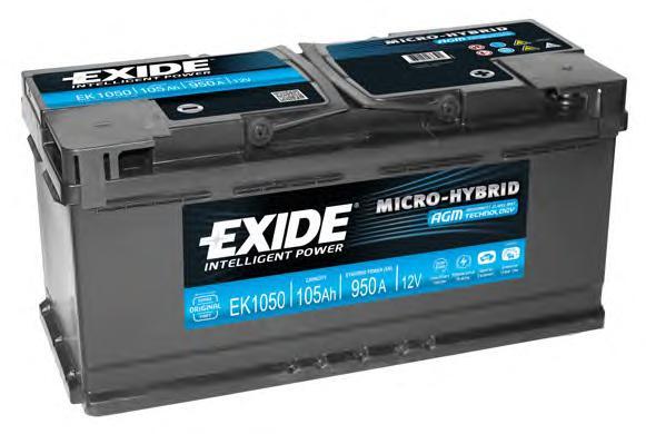 Купить EK1050 EXIDE аккумулятор Start&Stop AGM 12V 105AH 950A ET